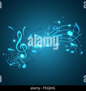 Blue abstract notes music background Stock Photo - Alamy