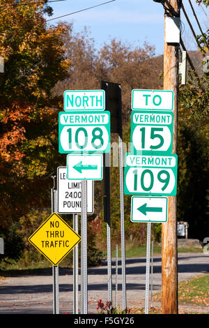 Road signs in the Stowe Vermont USA Stock Photo - Alamy