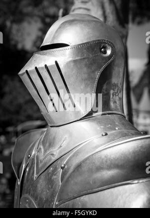 Medieval armor iron helmet detail close up Stock Photo - Alamy
