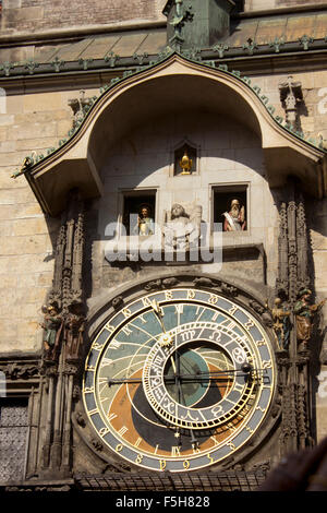 Astronomical clock closeup in Old Town Square in Prague Czech Republic ...