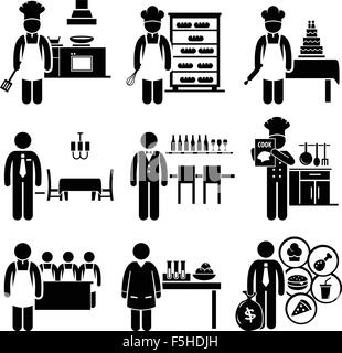 Cooking Class Chef Cook Stick Figure Pictogram Icons Stock Vector Image ...