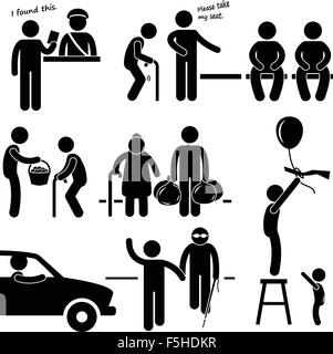 Set of pictograms, stick figure people in strange different poses ...