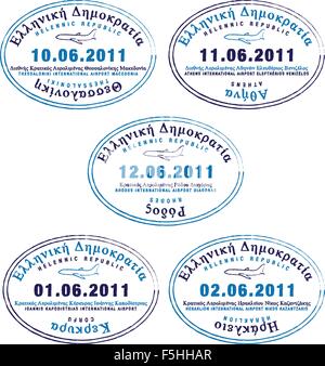 Greek Passport Visa Entry Stamp - Corfu Stock Photo: 14266414 - Alamy