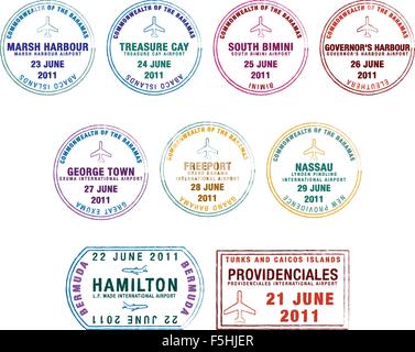 Turks and Caicos Islands stamp. Travel red rubber stamp with the map of ...