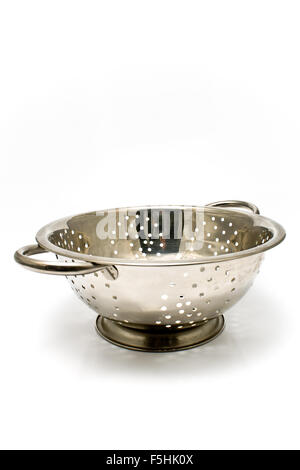 Chrome strainer on a white background Stock Photo - Alamy