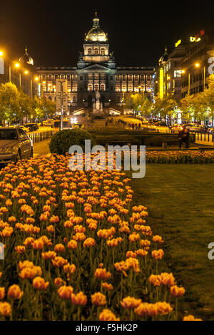 A view of Wenceslas square in Prague from the Astronomical clock tower ...