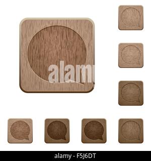 Set of carved wooden chat buttons. 8 variations included. Arranged ...