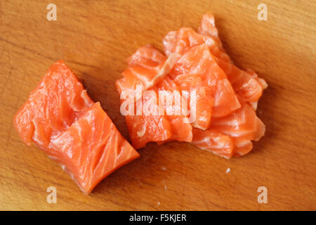 Sliced salted salmon fish fillet in the plate Stock Photo - Alamy