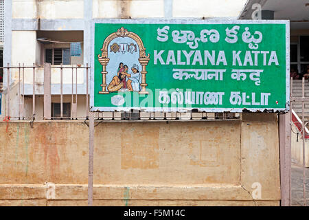 Painted sign board of kalyanakatta balaji temple, tirupati, andhra ...