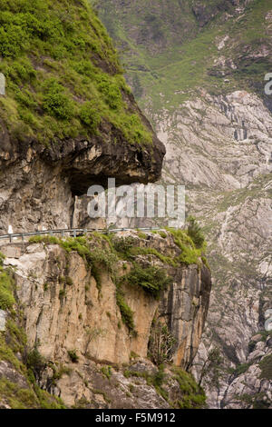 High mountain roads cut into sheer rock, Arunachal Pradesh, India, Asia ...