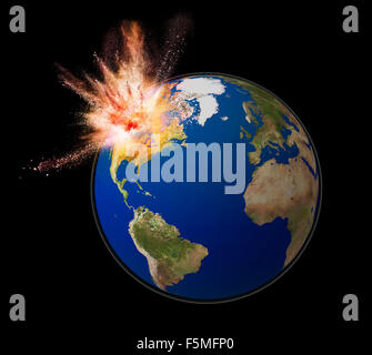 The earth world globe on fire, concept for climate change, global ...