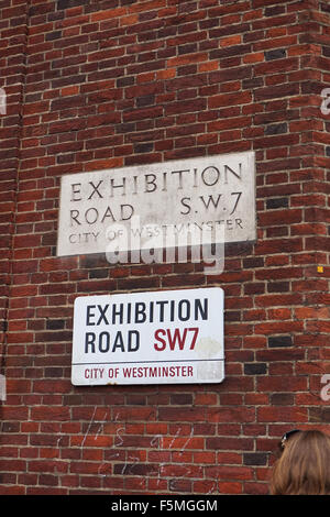 Exhibition Road, SW7, City of Westminster sign Stock Photo - Alamy