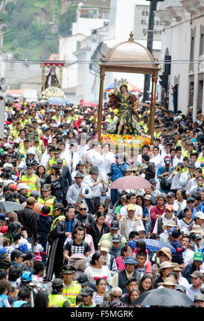 A statue of a saint is carried in the Good Friday Procession, known as ...