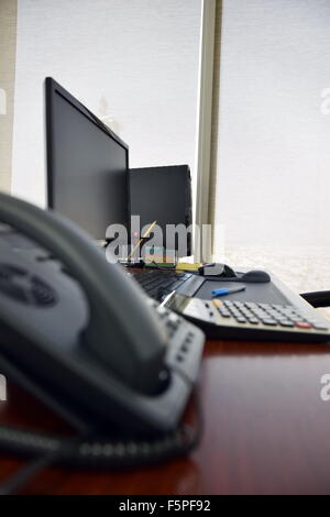 Workplace with computer monitor in office. Concept of digital marketing ...
