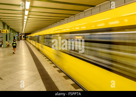 german subway metro train arrive underground station Stock Photo - Alamy