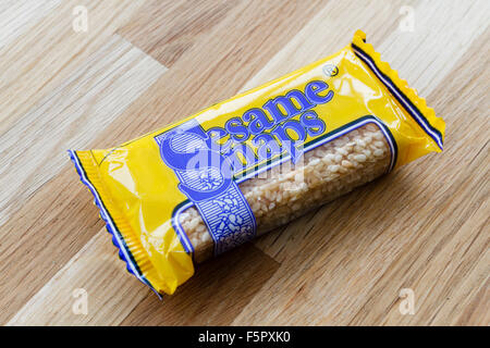 Packet of sesame snaps, snack containing sesame seeds Stock Photo - Alamy