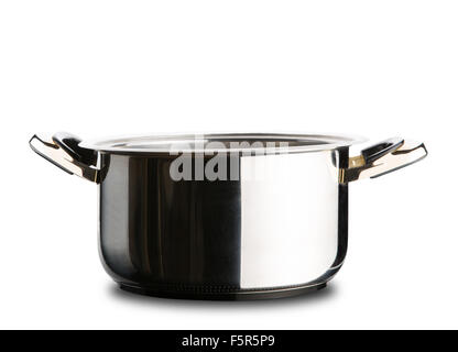 Stainless steel pot without cover. Isolated on white background Stock ...