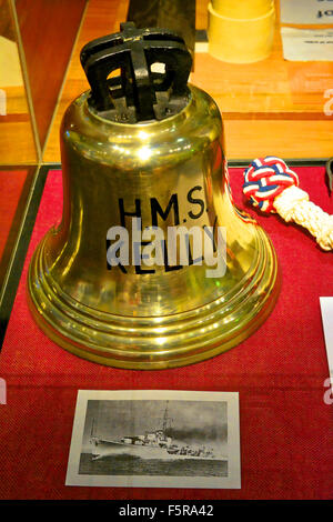 HMS Kelly ships bell Captained by Louis Mountbatten during WWII Stock ...