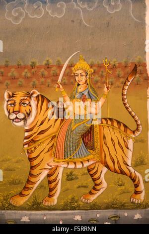 Durga Hindu Goddess Riding Tiger Stock Photo - Alamy