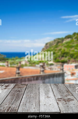 Empty wooden table on blurred kitchen interior background Stock Photo ...