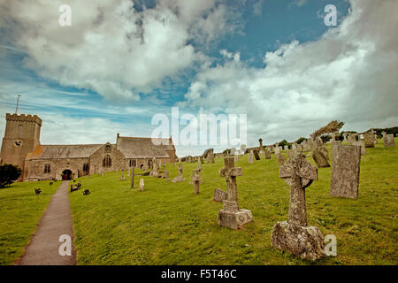 St Carantoc's church and grave yard in the village of Crantock in ...