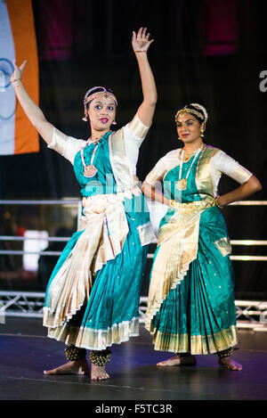 Indian dancers on stage wearing traditional costume Stock Photo - Alamy
