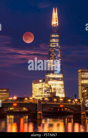 Sunset lit full moon Stock Photo - Alamy