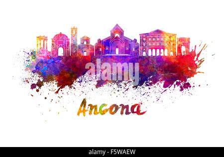 Ancona skyline in watercolor background Stock Photo - Alamy