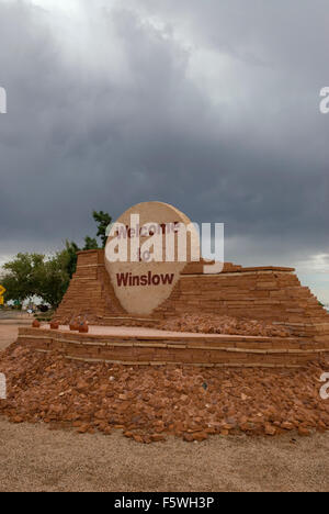 Winslow Arizona Welcome Sign USA Stock Photo - Alamy