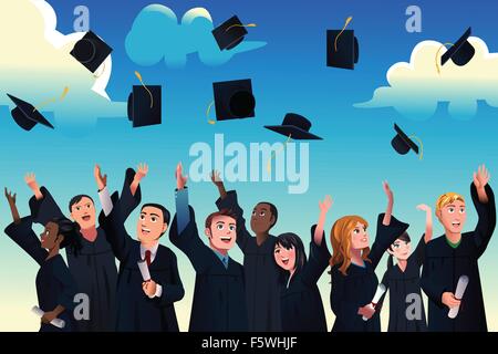 Vector Cartoon Girl Celebrating Graduation Stock Vector Image & Art - Alamy