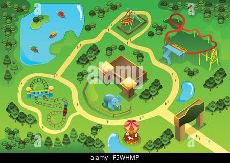 A vector illustration of a map of an amusement park Stock Vector Image ...
