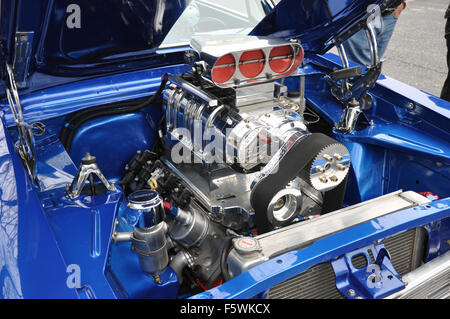 Hot rod supercharged V8 engine Stock Photo - Alamy