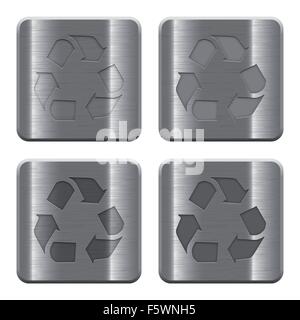 Set of Recycle buttons vector in brushed metal style. Arranged layer ...