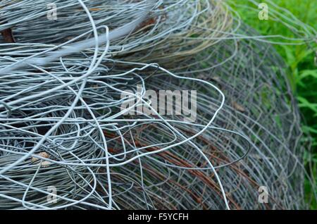 massive metal wire pile background Stock Photo - Alamy