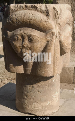 Goddess Hathor column pillar. Mit Rahina Open Air Museum. Memphis ...