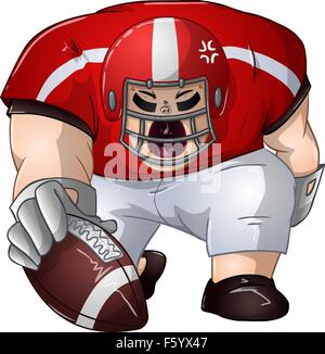 Football player in red uniform, set of three poses. Handsome cartoon ...