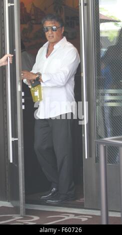 Sylvester Stallone promotes a drink called Recover in Beverly Hills ...