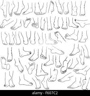 Vector illustrations lineart pack of cartoon hands in various gestures Stock Vector Image & Art ...