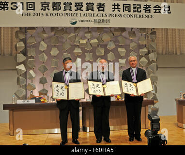 KYOTO, Japan - Three Kyoto Prize winners (from L) -- Robert Samuel ...