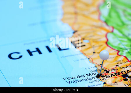 Vina del Mar pinned on a map of Chile Stock Photo - Alamy