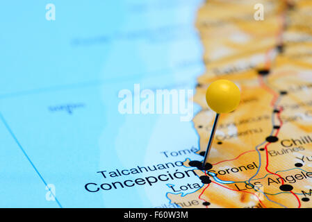 Concepcion, Chile pin on map Stock Photo - Alamy