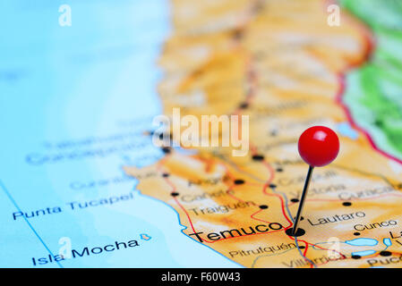 Temuco pinned on a map of Chile Stock Photo - Alamy