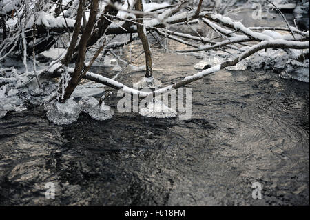 Details of the wild stream on a cold day Stock Photo - Alamy