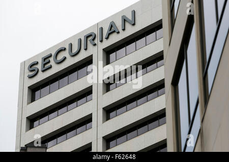 A logo sign outside of the headquarters of Securian Financial Group ...