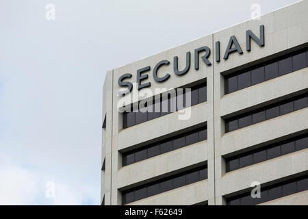A logo sign outside of the headquarters of Securian Financial Group ...