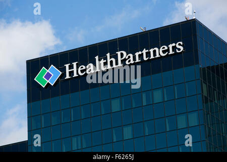 A logo sign outside of the headquarters of HealthPartners in ...