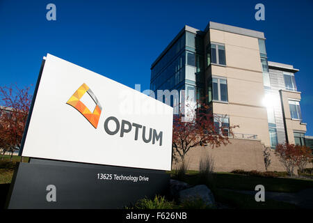 A logo sign outside of the headquarters of Optum in Eden Prairie ...