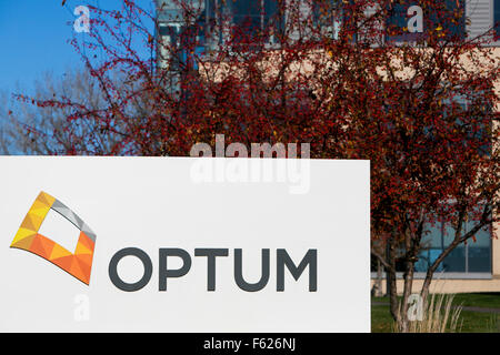 A logo sign outside of the headquarters of Optum in Eden Prairie ...