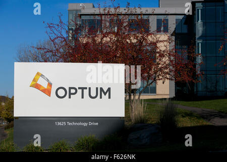 A logo sign outside of the headquarters of Optum in Eden Prairie ...