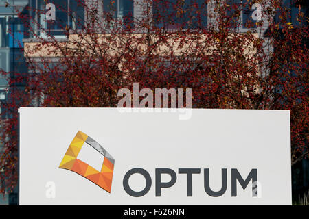 A logo sign outside of the headquarters of Optum in Eden Prairie ...